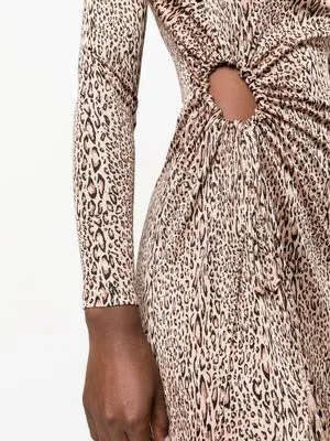 TWINSET Leopard-print Gathered Midi Dress