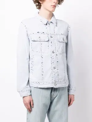 DIESEL® D-barcy Ripped Denim Jacket - Blue