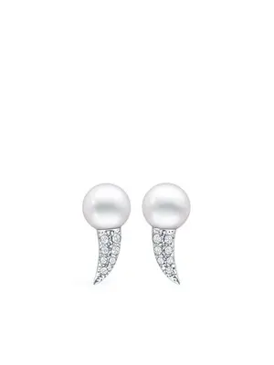 TASAKI 18kt White Gold Danger Fang Pearl Earrings - Silver