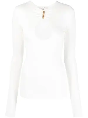 MANURI Cut-out Long-sleeve Top - White