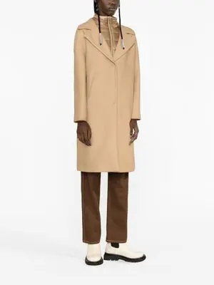 Herno Padded-collar Single-breasted Coat - Neutrals