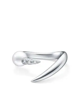 TASAKI 18kt White Gold Danger Horn Ring - Silver