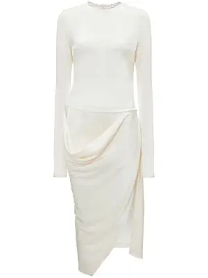 JW Anderson Asymmetric Draped Midi Dress - White