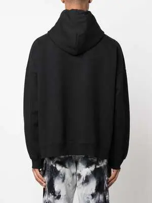 Gcds Lounge Logo Cotton Hoodie - Black