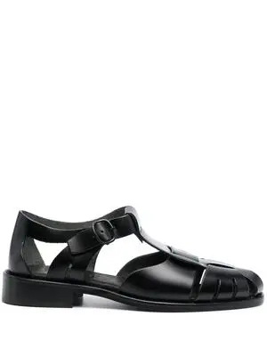 Hereu Pesca Cut-out Leather Sandals - Black