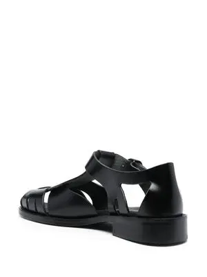 Hereu Pesca Cut-out Leather Sandals - Black