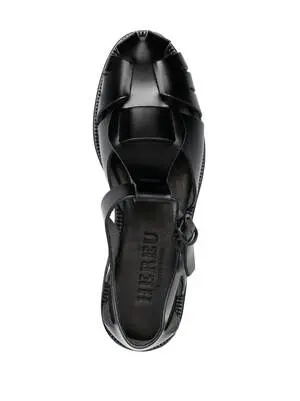 Hereu Pesca Cut-out Leather Sandals - Black