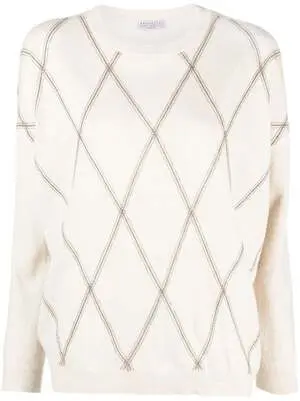 Brunello Cucinelli Bead-embellished V-neck Jumper