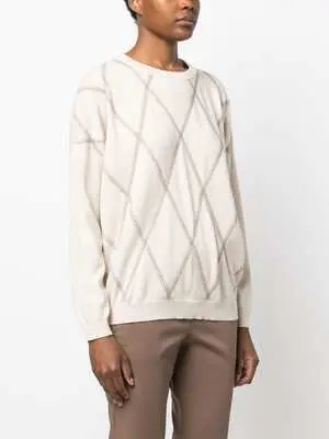 Brunello Cucinelli Bead-embellished V-neck Jumper