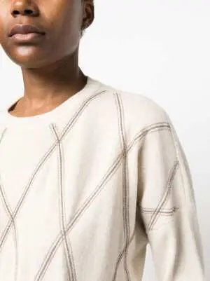 Brunello Cucinelli Bead-embellished V-neck Jumper