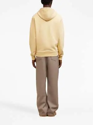 AMI Paris Logo Embroidered Organic Cotton Hoodie - Yellow