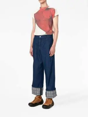 JW Anderson Grid-print Wide-leg Jeans