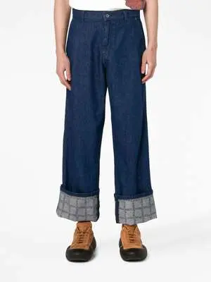 JW Anderson Grid-print Wide-leg Jeans