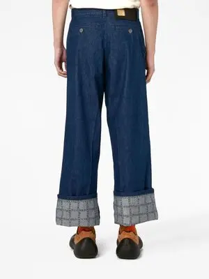 JW Anderson Grid-print Wide-leg Jeans