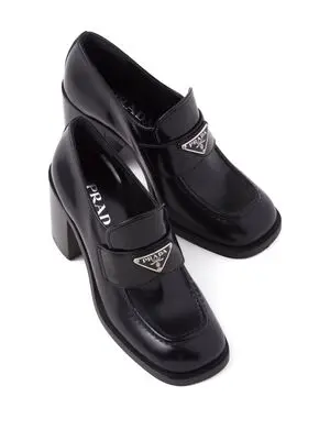 Prada Block-heel Leather Loafers