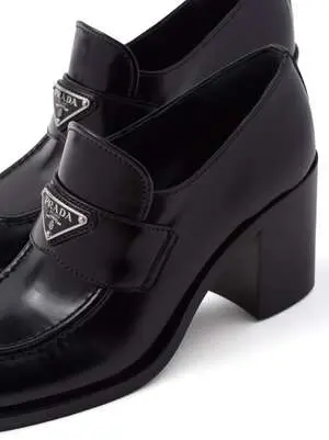 Prada Block-heel Leather Loafers