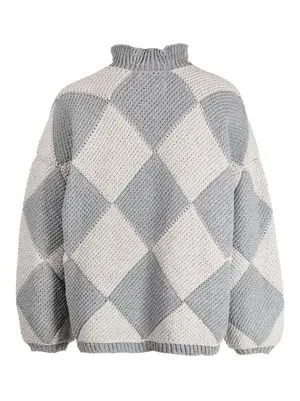 ADISH Iota Argyle-knit Polo Jumper