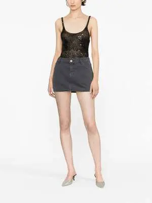 ROTATE BY BIRGER CHRISTENSEN Logo-patch Denim Skirt