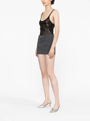 ROTATE BY BIRGER CHRISTENSEN Logo-patch Denim Skirt