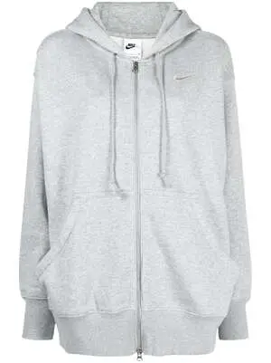 Nike Phoenix Logo-embroidered Zip-up Hoodie - Grey