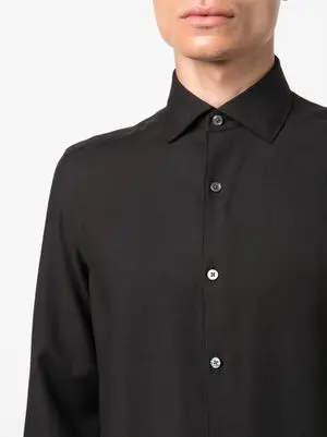 Zegna Spread-collar Cotton-cashmere Shirt