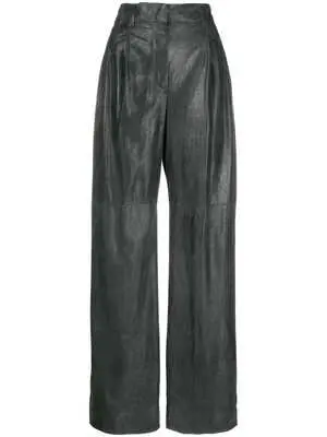 Brunello Cucinelli Straight-leg Leather Trousers - Green
