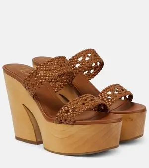 MALONE SOULIERS Pamela Leather Platform Sandals - Brown