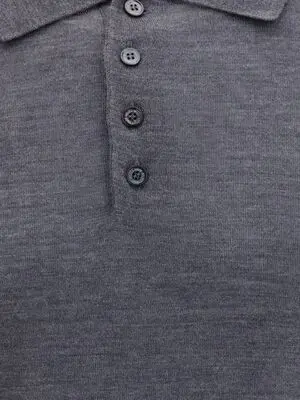 GOLDEN GOOSE Long-sleeved Knitted Wool Polo Shirt With Four-button Placket
