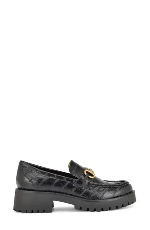 Nine West Allmy Platform Loafer - Black Embossed