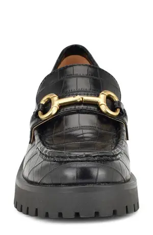 Nine West Allmy Platform Loafer - Black Embossed