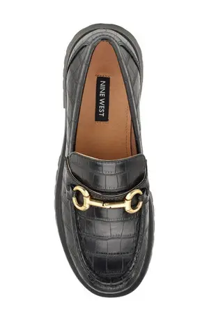 Nine West Allmy Platform Loafer - Black Embossed