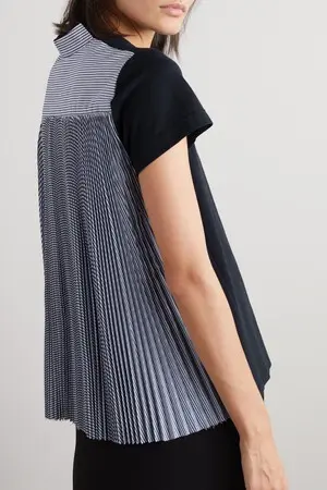 Sacai Pleated Paneled T-shirt - Blue