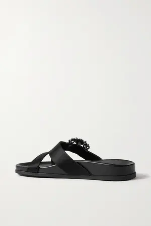 Manolo Blahnik Chilanghi Satin Slides - Black
