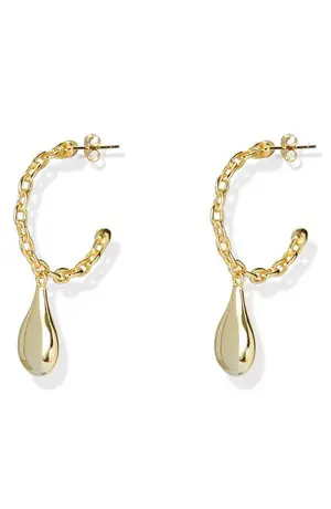 Argento Vivo Chain Link Teardrop Hoop Earrings