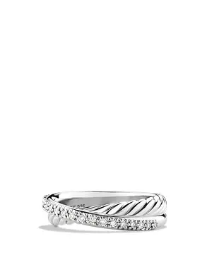 David Yurman Crossover Ring With Diamonds - Silver