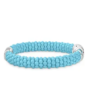 Lagos Ceramic And Sterling Silver Caviar Bracelet With Diamonds - Blue/silver