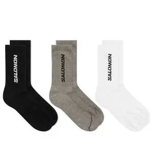 SALOMON Everyday Crew Socks 3-pack - Black/white/grey Melange