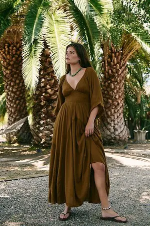 Free People Free People Dixie Maxi Dress Bronze Brown