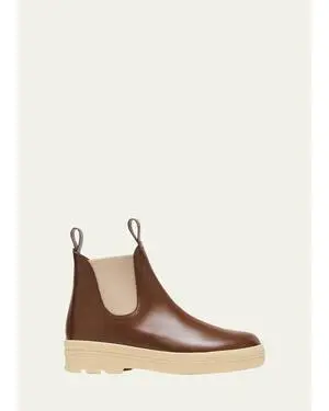 Loro Piana Lakeside Leather Chelsea Ankle Boots - Dune