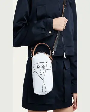 Plan C Pili Graphic-print Bucket Bag - Optical White