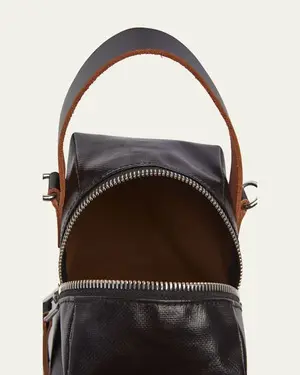 Plan C Pili Graphic-print Canvas Bucket Bag - Black