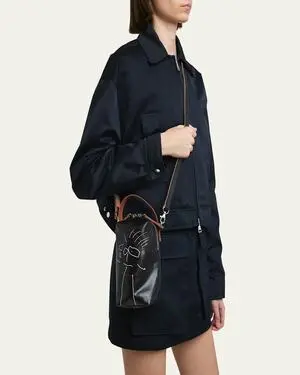 Plan C Pili Graphic-print Canvas Bucket Bag - Black