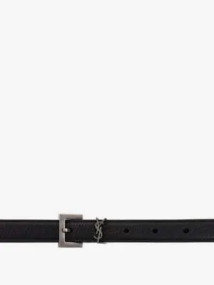 Saint Laurent Metal Monogram Leather Belt