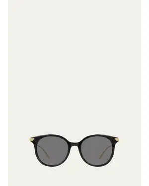 Bottega Veneta Round Acetate/metal Sunglasses - Black