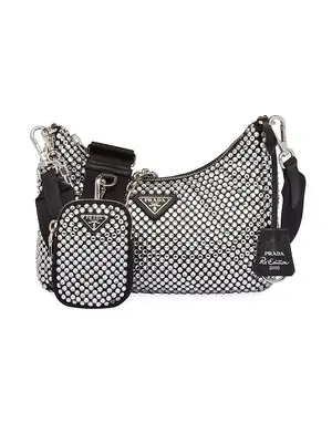 Prada Prada Re-Edition 2005 Crystal Embellished Bag - Silver