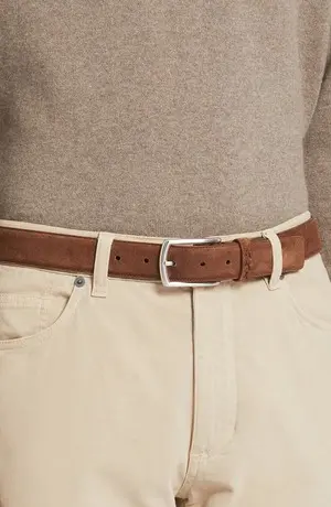 Zegna Triple Stitch Suede Belt - Vicuna