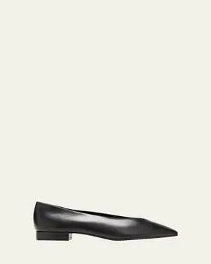 Loro Piana Rebecca Calfskin Ballerina Flats - Black