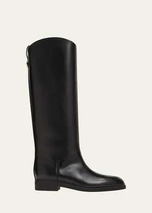 Loro Piana Kilda Leather Riding Boots - 8000 Black