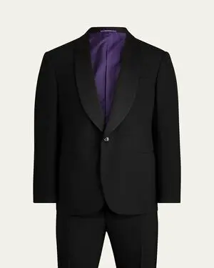 Ralph Lauren Gregory Barathea Wool Shawl Tuxedo - Black