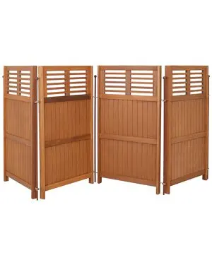 SUNNYDAZE DECOR Sunnydaze Folding Outdoor Wood Privacy Screen - Brown